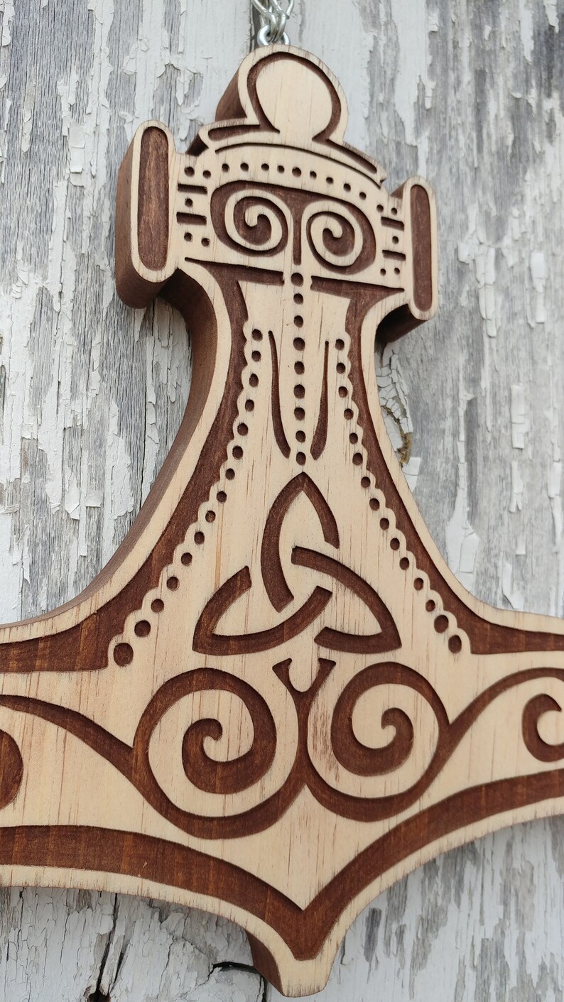 Mjollnir, Viking Norse Thor's Hammer Carving Type C English Chestnut ...