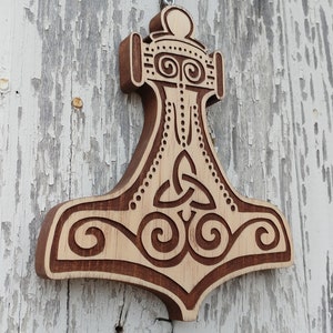 Mjollnir, Viking Norse Thor's Hammer Carving Type C English Chestnut ...