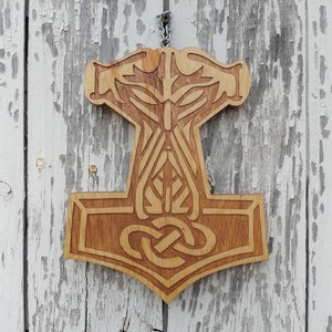 Mjollnir, Viking Norse Thor's Hammer Carving Type A Golden Oak Two Tone ...