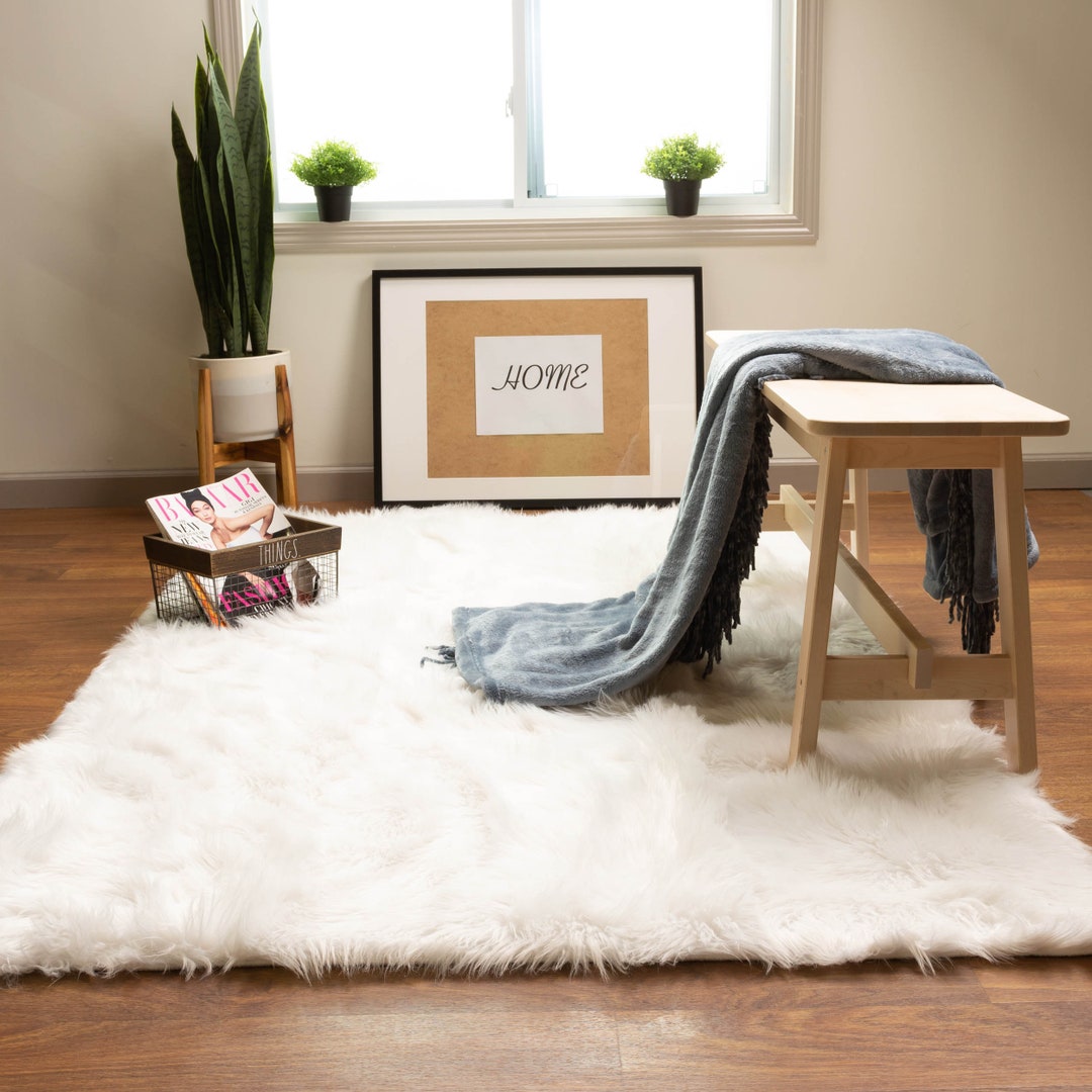 Fluffy Faux Sheepskin Shag Rug Silky Mat, 4' X 6' Rectangle - Etsy