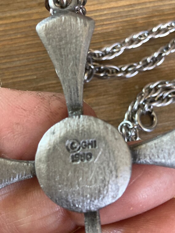 Large GHI 1980 Stamped Silver Heavy Metal Cross Faith… - Gem