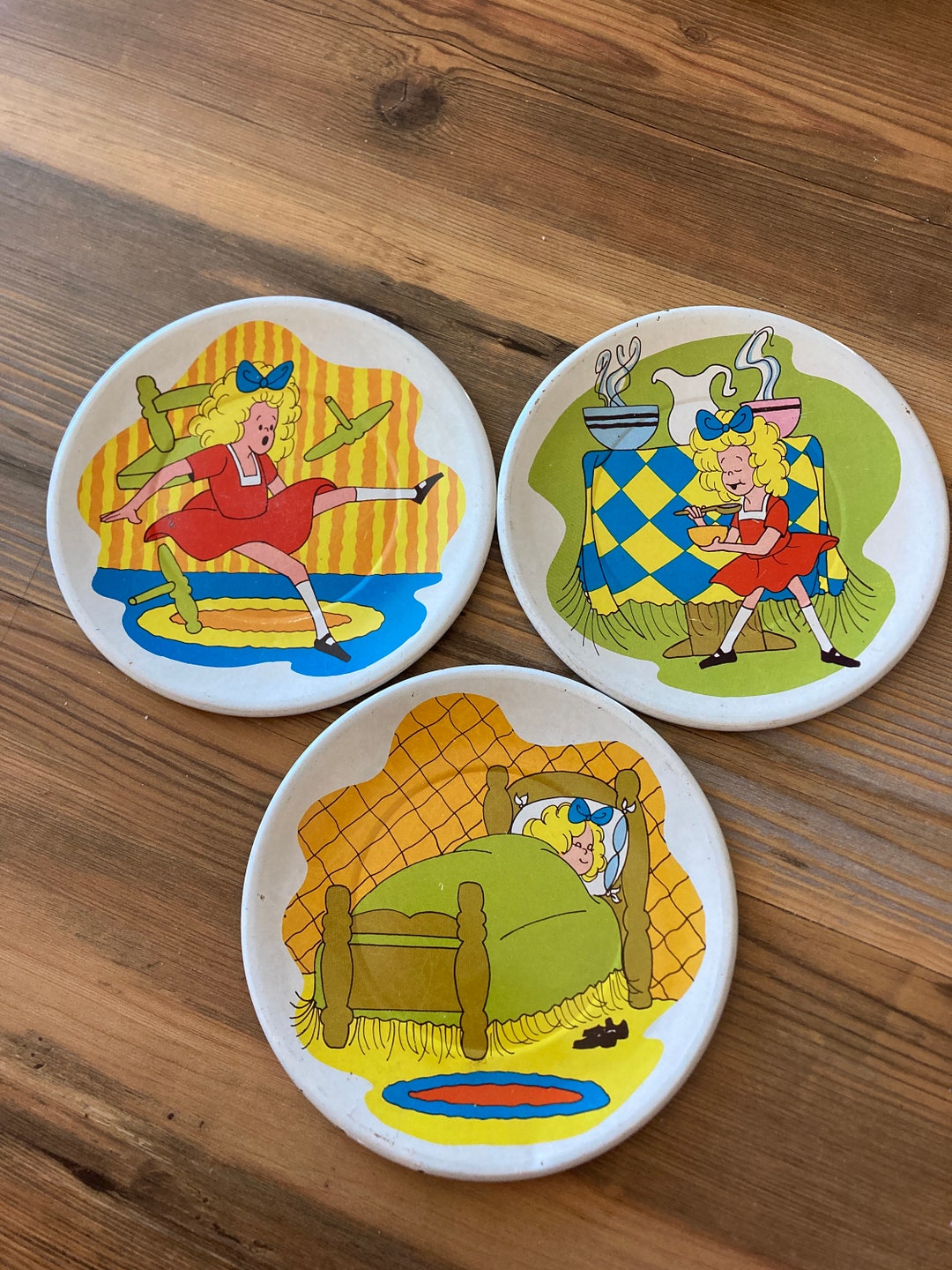 Three Metal Litho Children's Toy Plates Goldilocks and the Three Bears ...