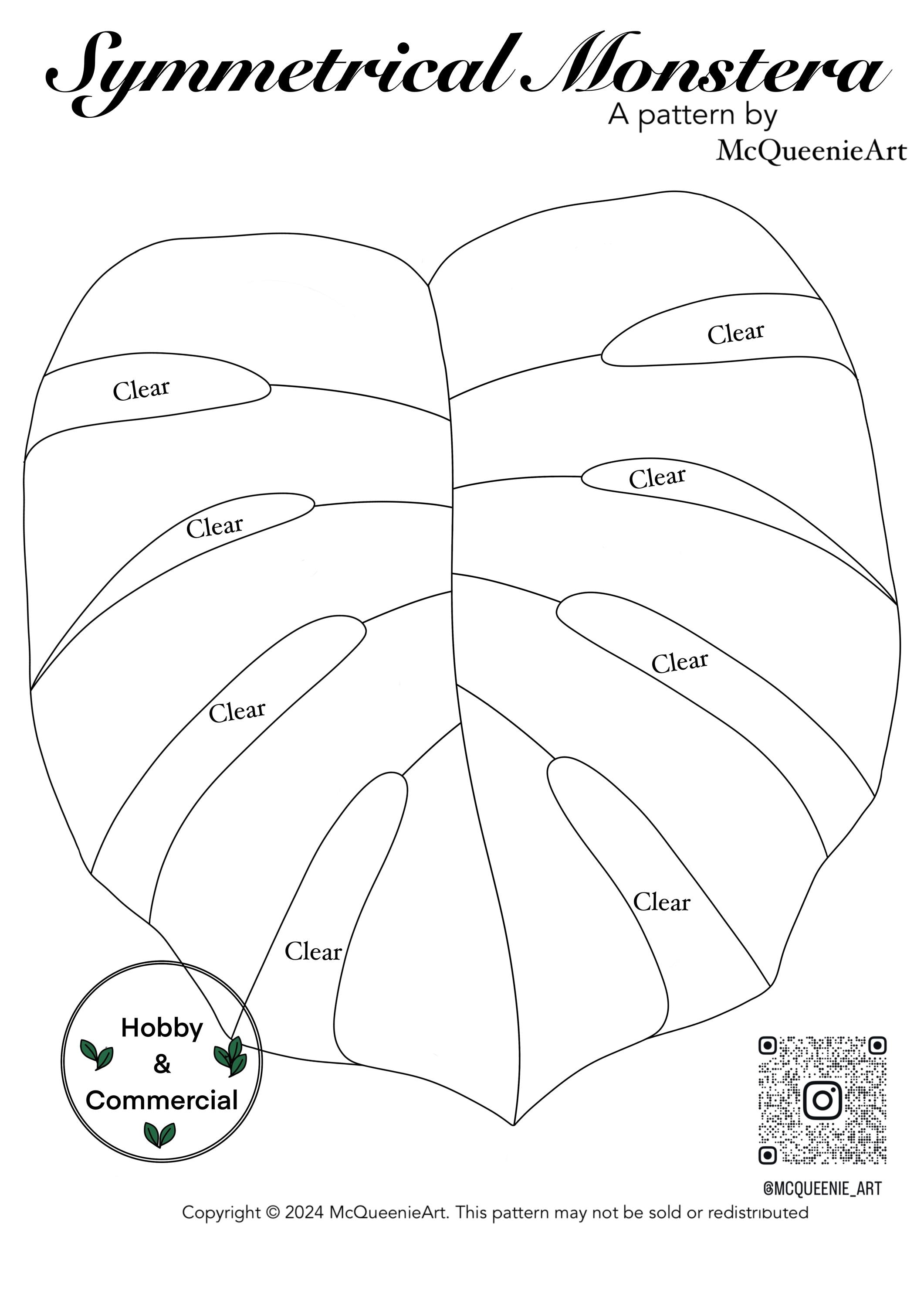 Symmetrical Monstera Leaf Stained Glass Pattern Digital Download ...