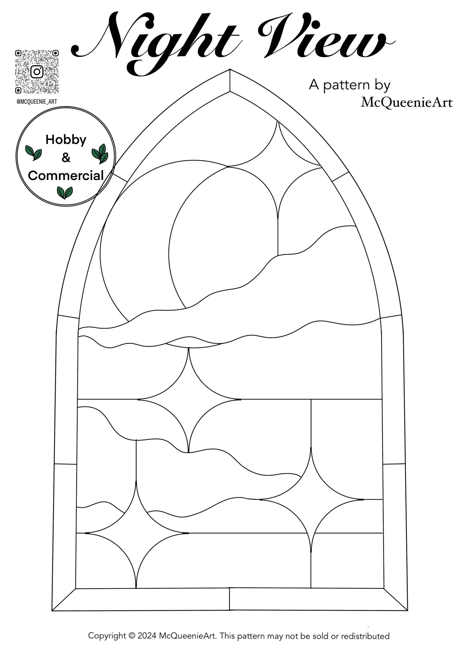 Stained Glass Night View Pattern, Night Sky Digital Download, Starry ...