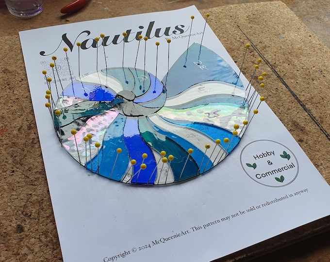 Stained Glass Nautilus Pattern, Digital Download, Ocean Creature Design ...