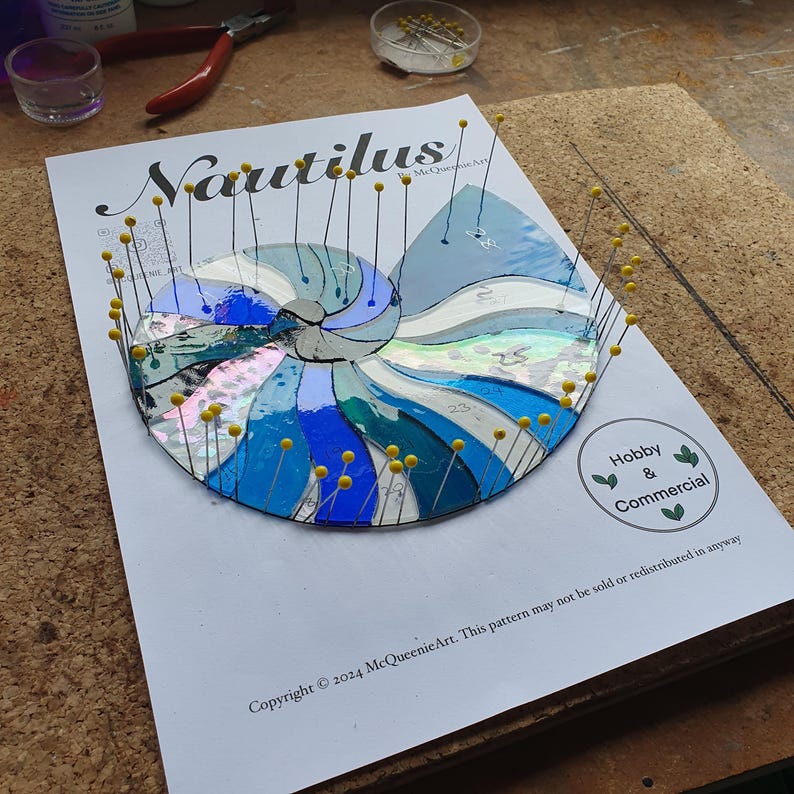 Stained Glass Nautilus Pattern, Digital Download, Ocean Creature Design ...
