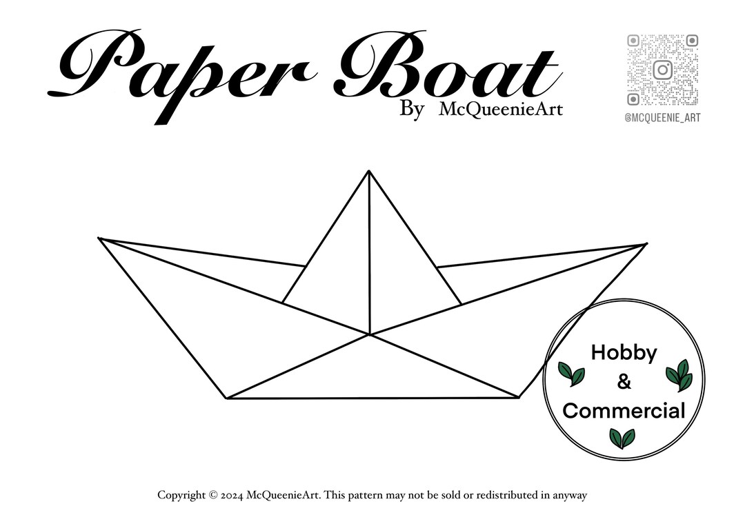 Stained Glass Paper Boat Pattern, Digital Download, Boat Design ...