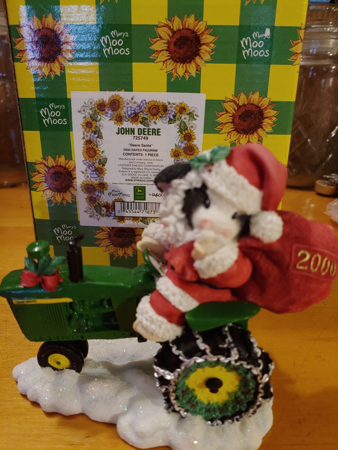 Vintage John Deere Tractor & Cow Figurine Mary's Moo Moo's "deere Santa ...