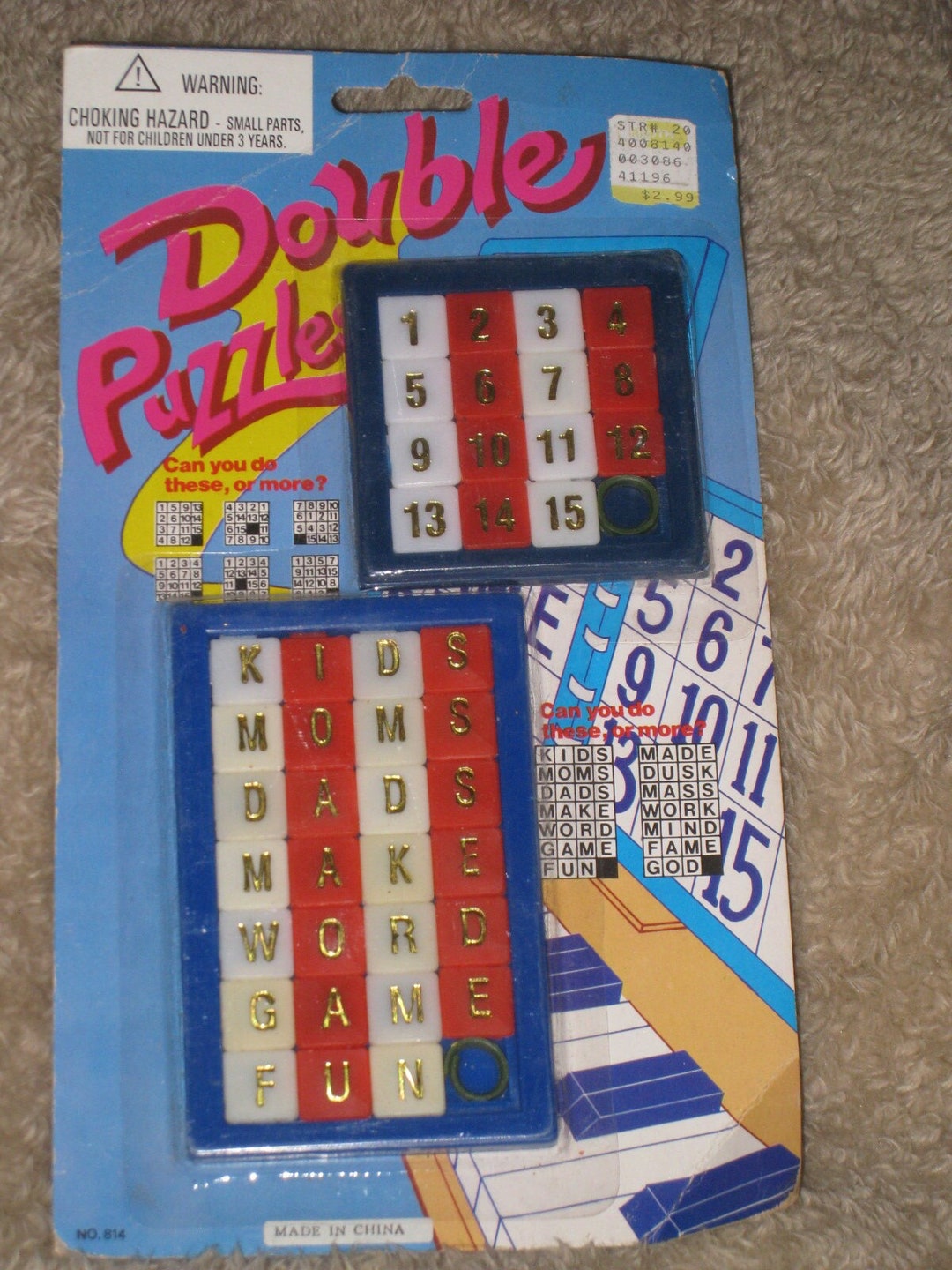 Vintage Plastic Double Puzzles Sliding Numbers & Sliding Words Learning ...