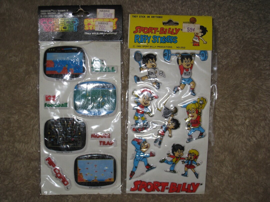 Vintage 1982 Coleco Video Game Stickers Coleco Ind & 1982 Sport Billy ...
