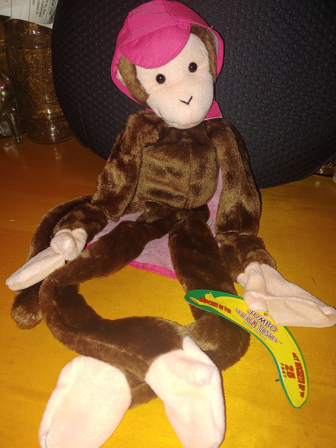 Jumbo Superfly Monkey W/sound Pink Cape Flying Monkey Plush Nostalgic ...