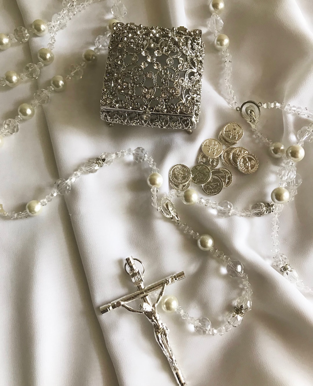 Silver Wedding Lasso & Unity Coins Set - Lazo De Boda Plateado Con ...