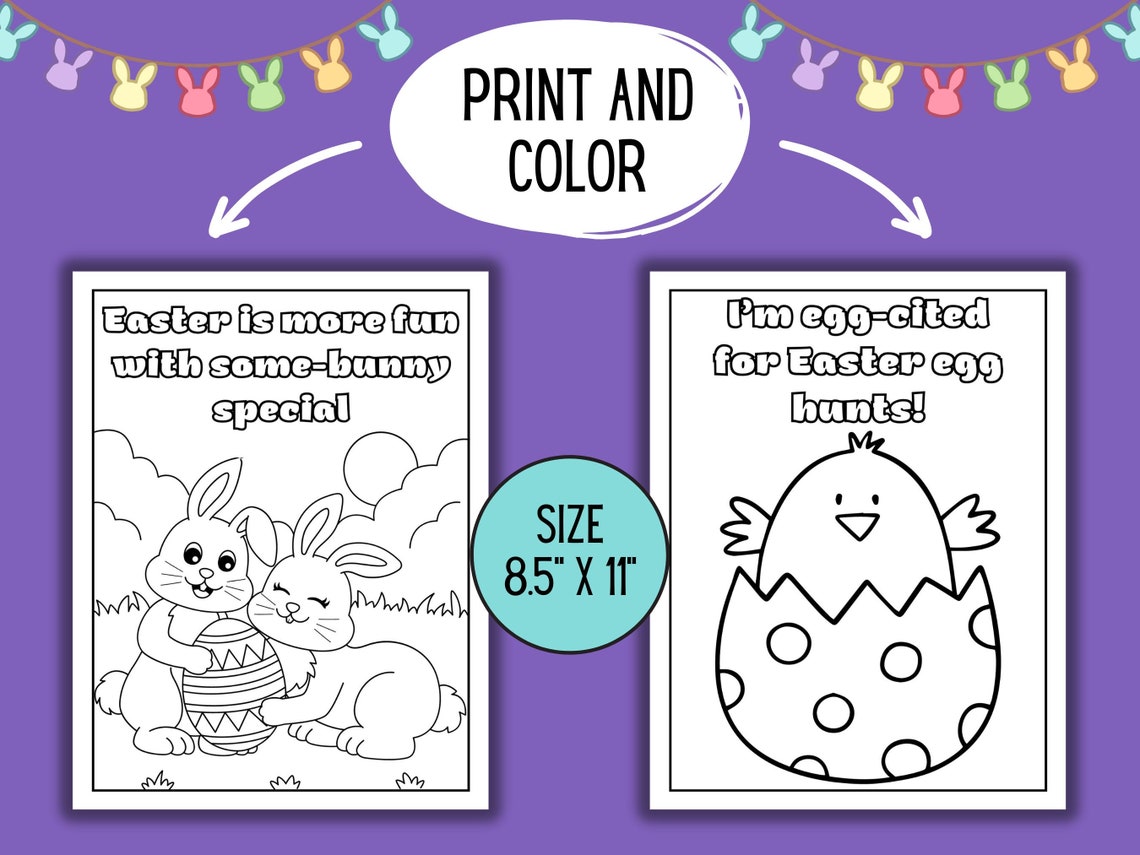 Printable Easter Coloring Pages Instant Digital PDF Download 20 Cute ...