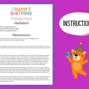 Printable Kids Birthday Friendly Feud, Instant Digital Download PDF ...