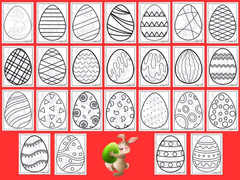 Printable Easter Egg Contest Coloring Pages, Instant Digital Download ...
