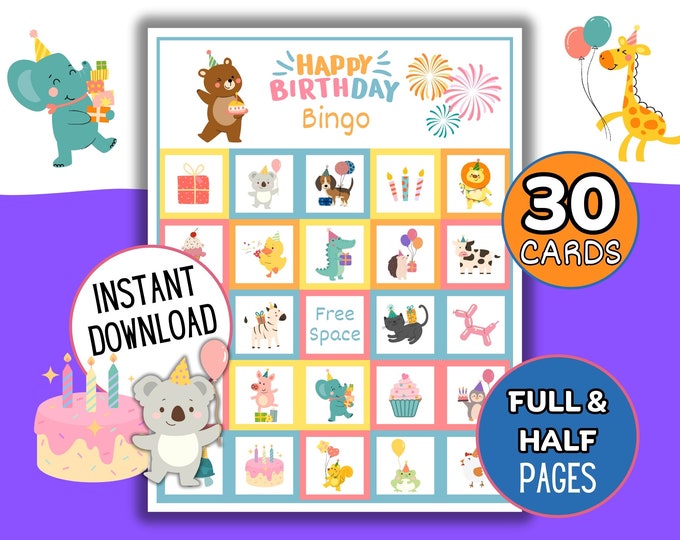 Jungle Birthday Bingo Game: 30 Unique Cards (digital Download) - Etsy ...