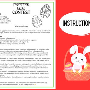 Printable Easter Egg Contest Coloring Pages, Instant Digital Download ...