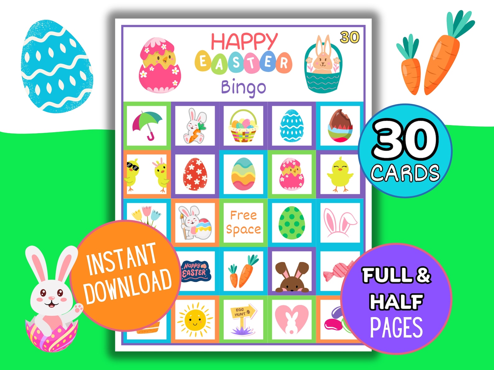 Printable Easter Game Bingo Cards, 30 Unique Boards, Instant Digital ...