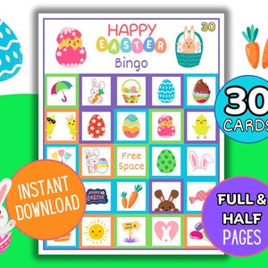 Printable Easter Game Bingo Cards, 30 Unique Boards, Instant Digital ...