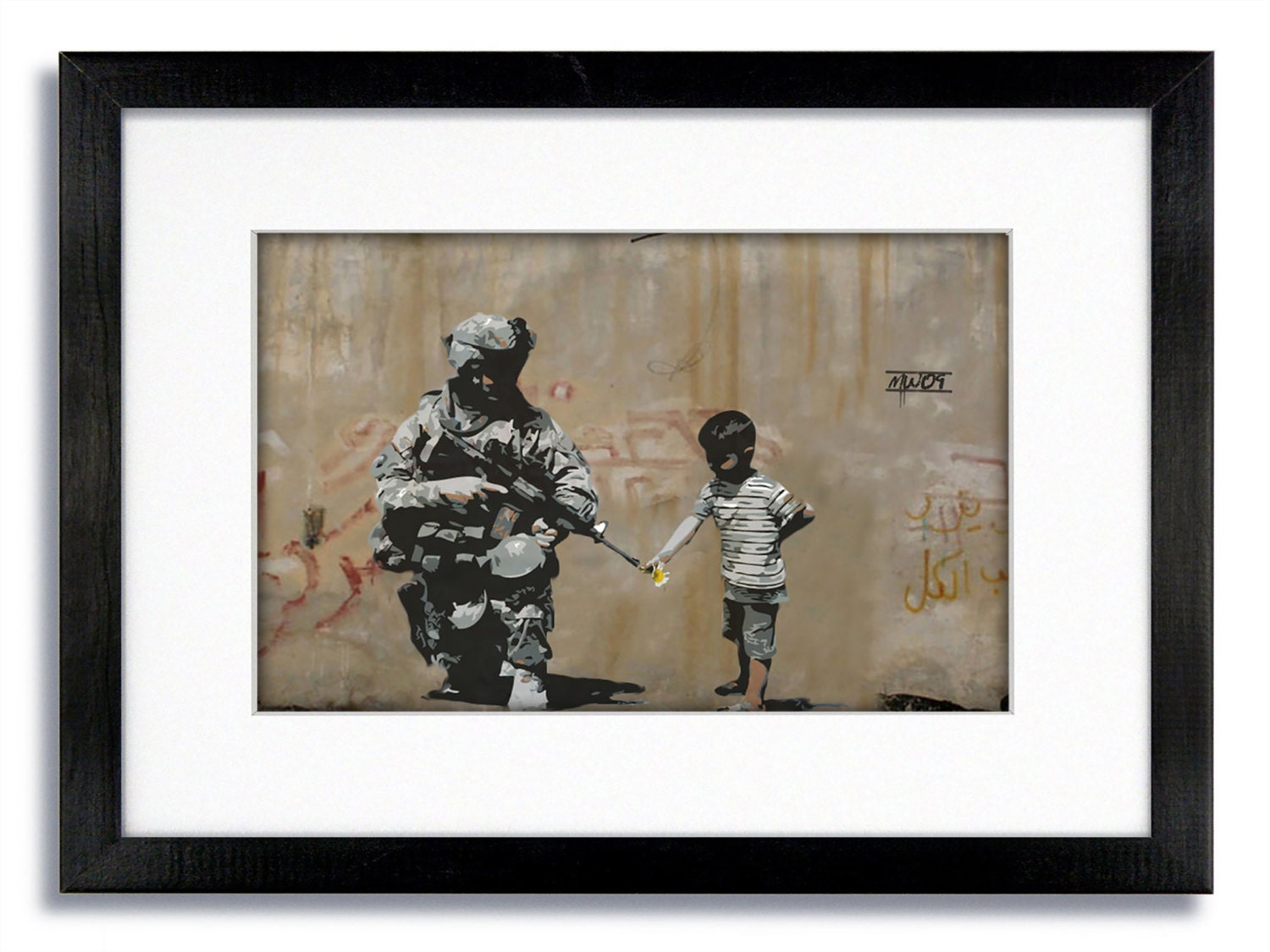 Banksy Soldier and Boy Flower Gun Mounted & Framed Print | Etsy