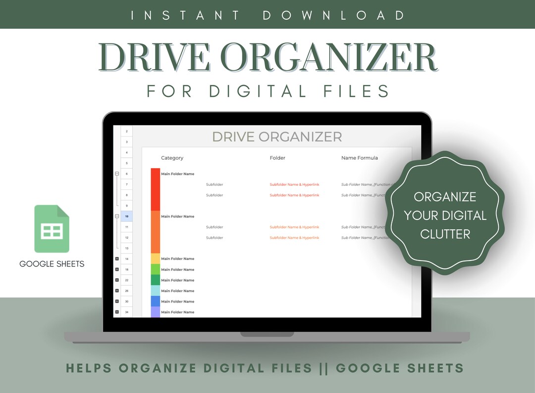 Digital File Organizer Template Naming Convention, Color Coding ...