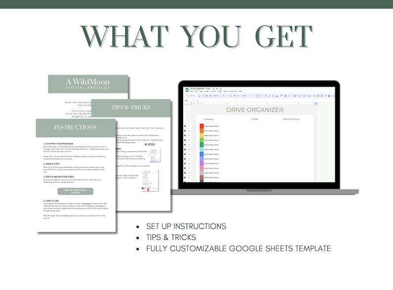 Digital File Organizer Template Naming Convention, Color Coding ...