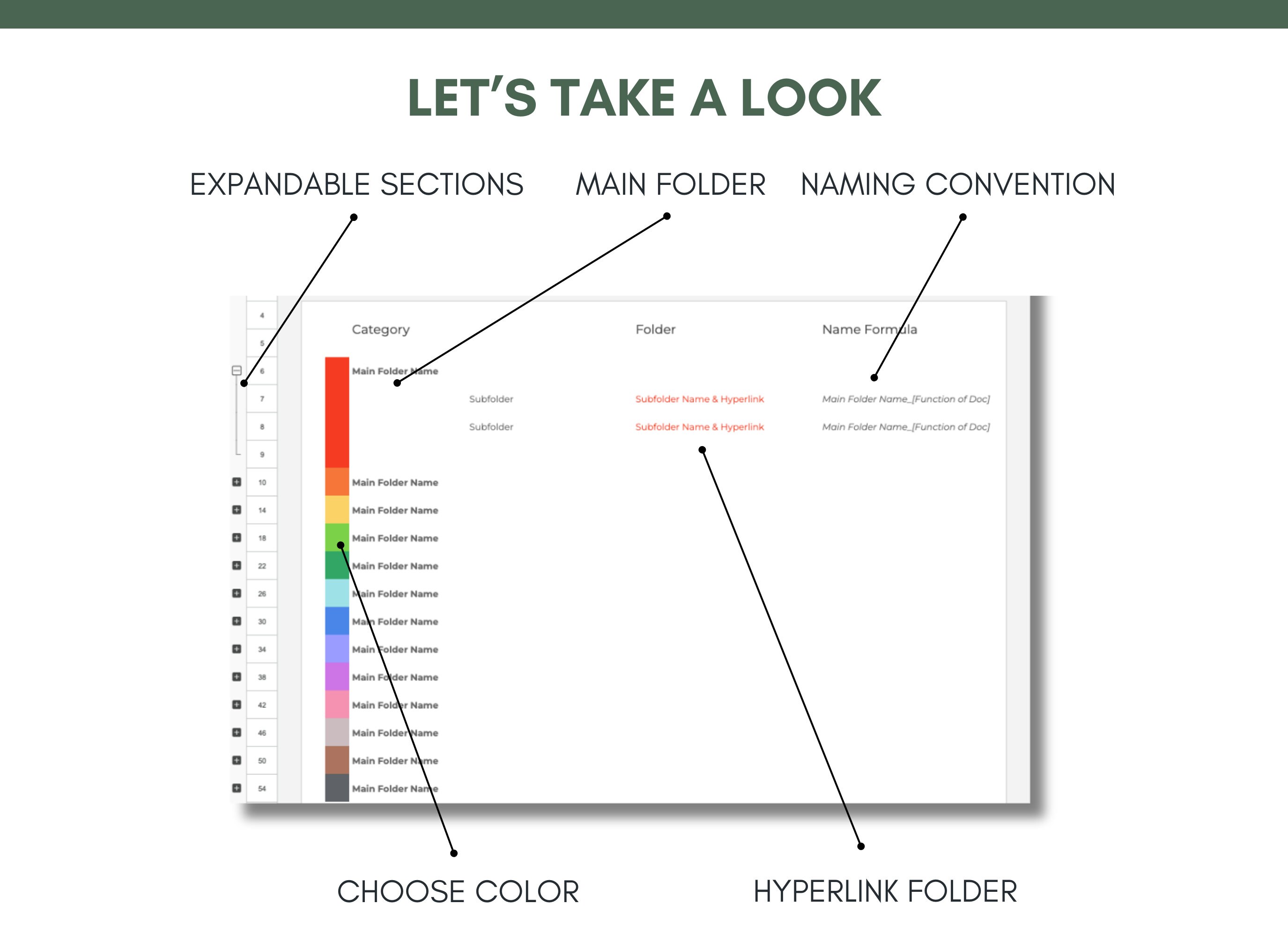 Digital File Organizer Template Naming Convention, Color Coding ...