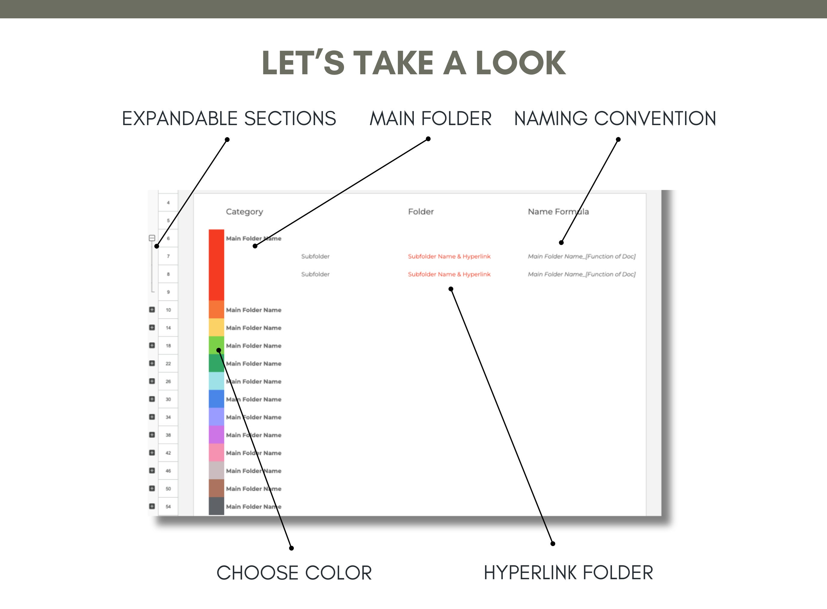 Digital File Organizer Template Naming Convention, Color Coding ...