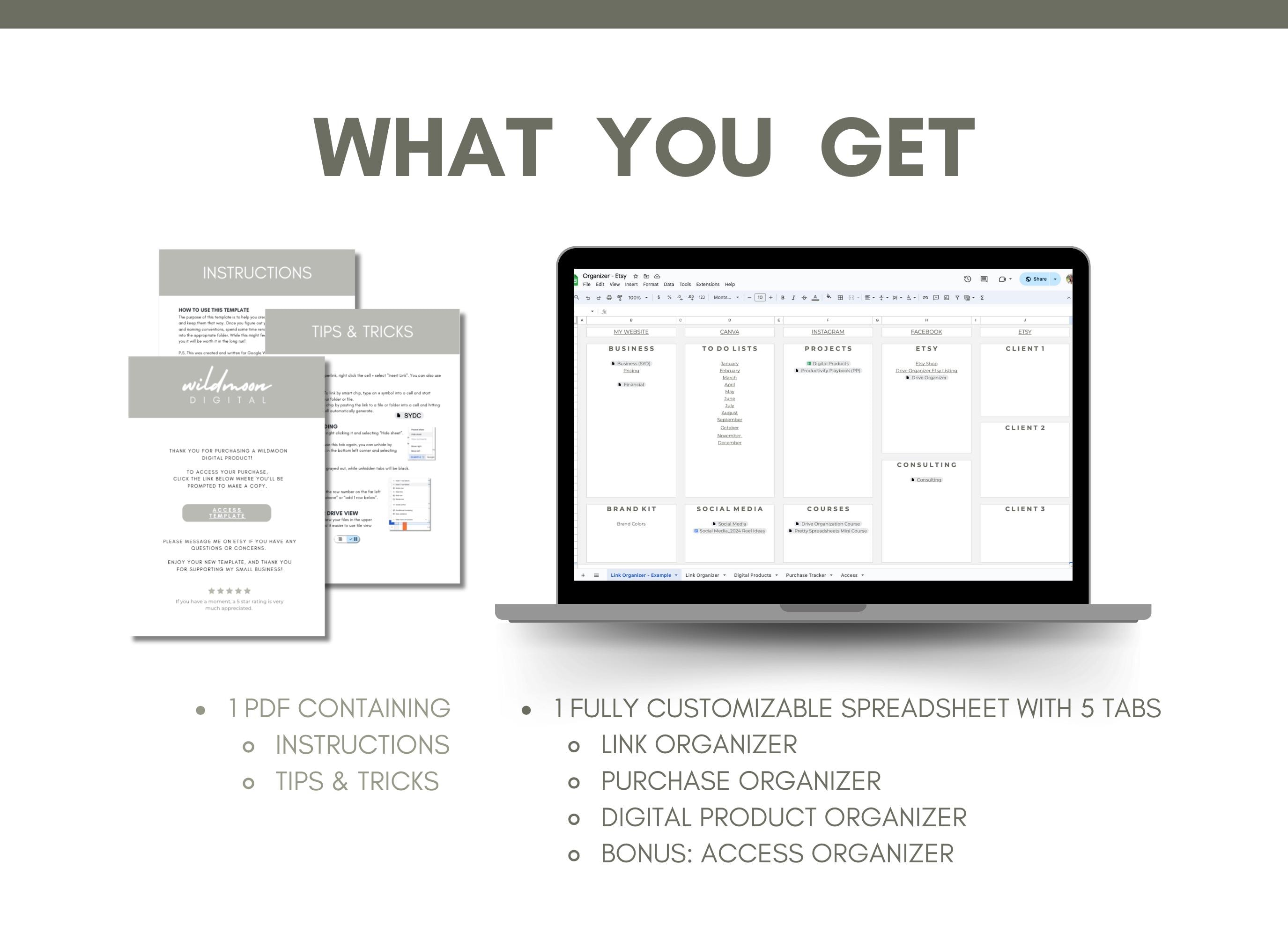 Link Organizer Template || Etsy Digital Product Organizer, Course ...