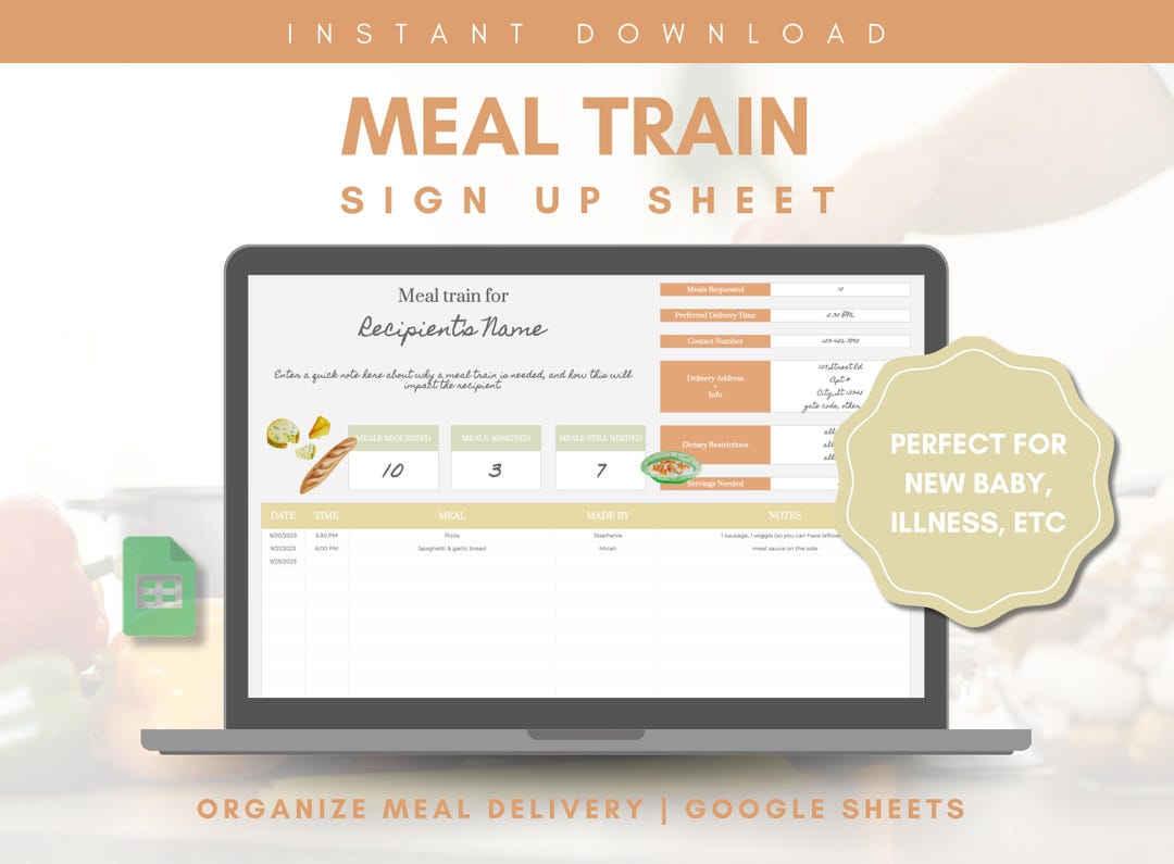 Meal Train Sign up | Food Organizer, Potluck, New Baby, Illness, Meal ...