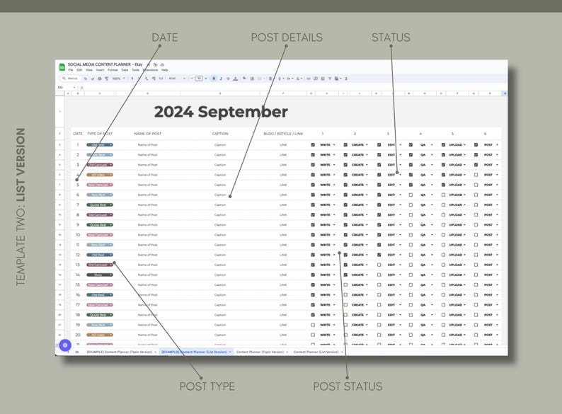 Social Media Content Calendar | Planner, DIY, Google Sheets, Template ...