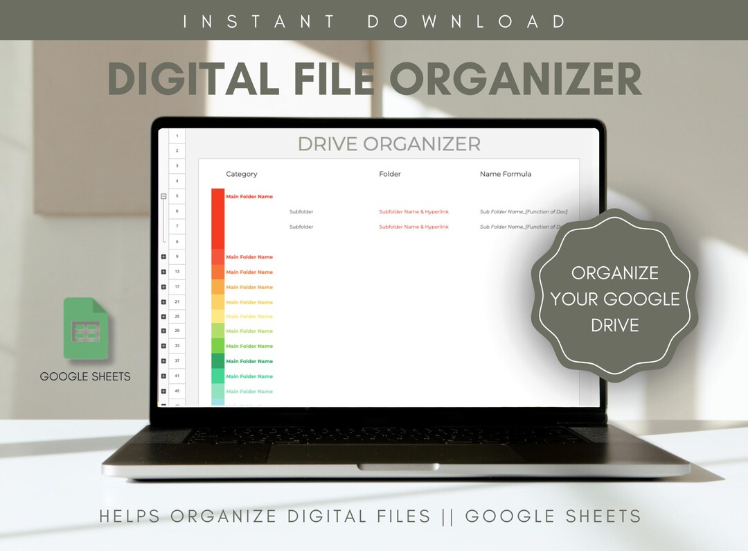Digital File Organizer Template || Naming Convention, Color Coding ...