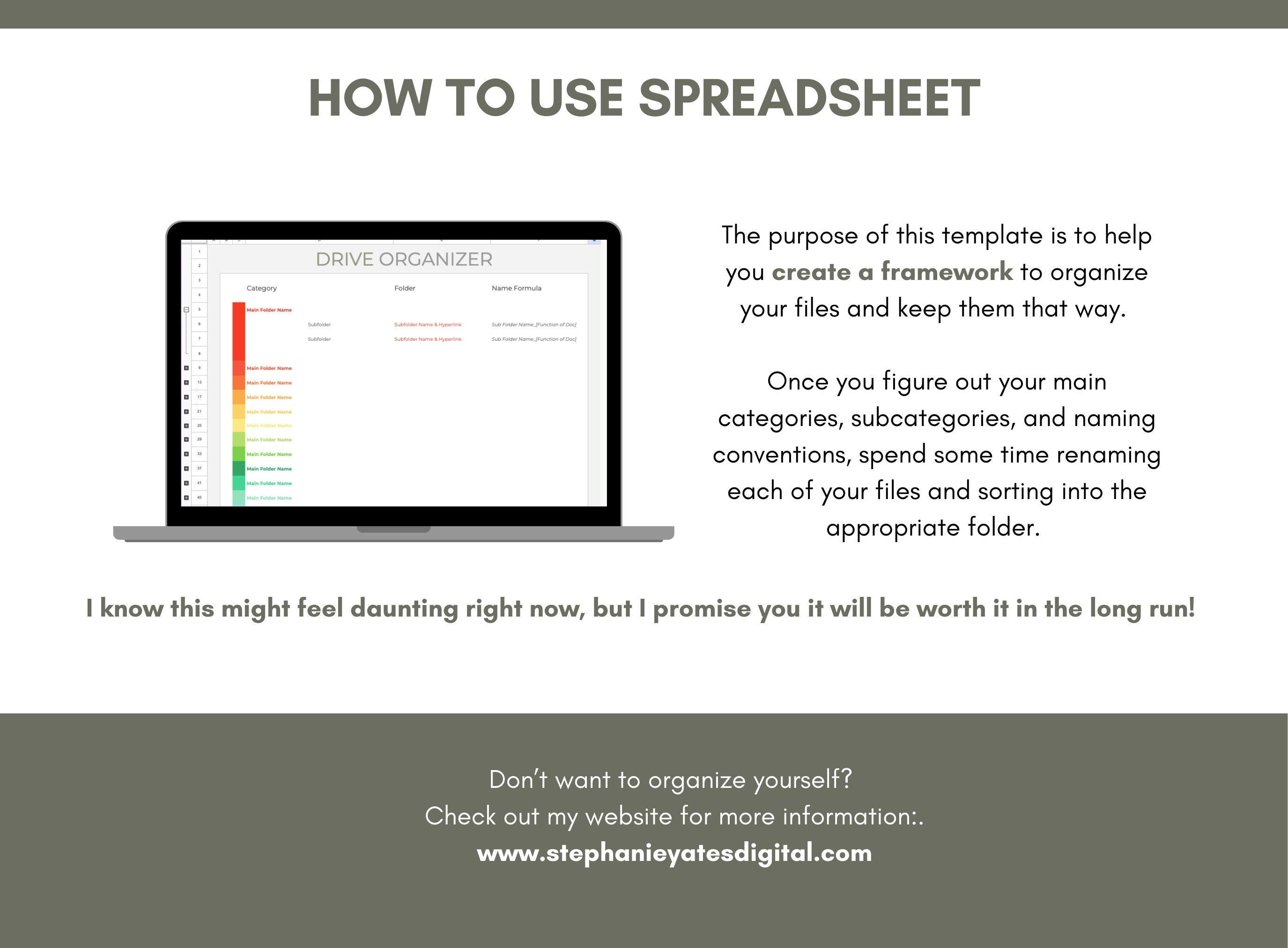 Digital File Organizer Template Naming Convention, Color Coding ...