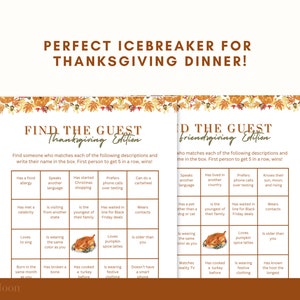 Thanksgiving Find the Guest Bingo Game Friendsgiving Game, Icebreaker ...