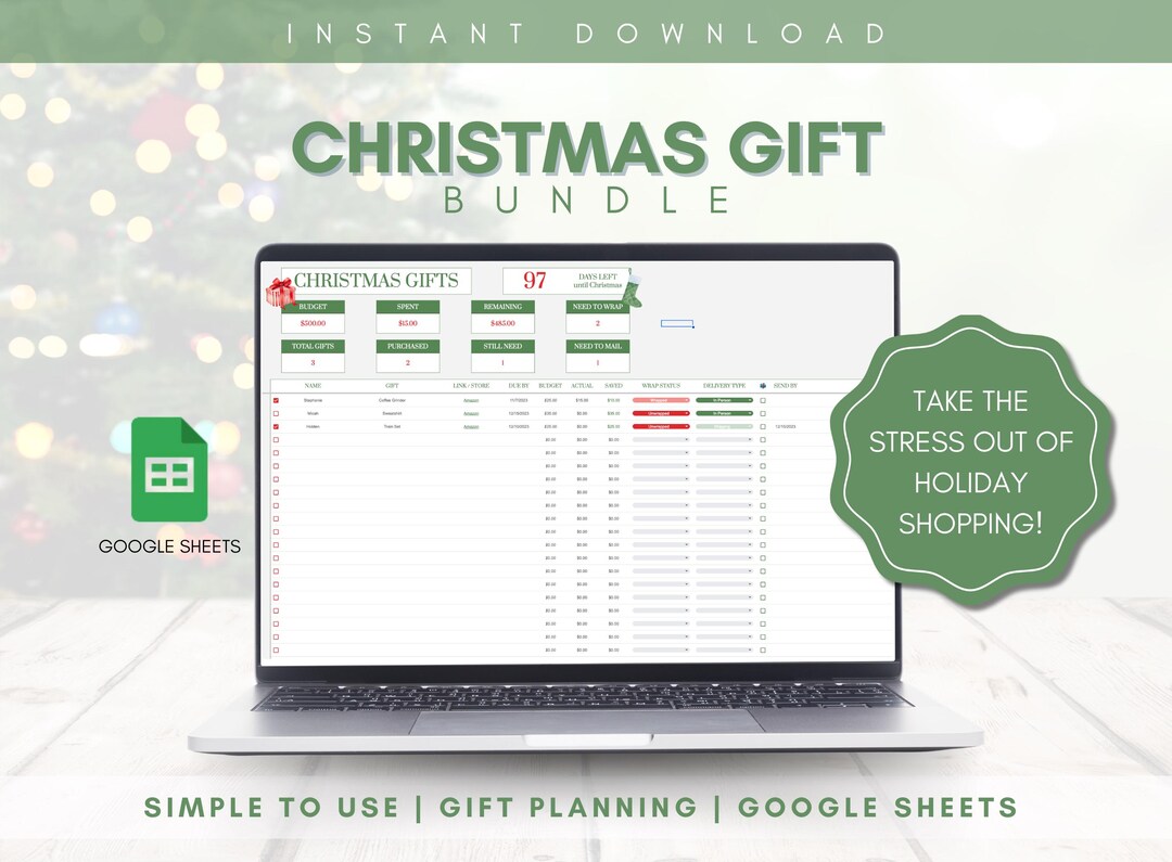 Christmas Gift Planning Bundle | Wish List Spreadsheet, Holiday ...
