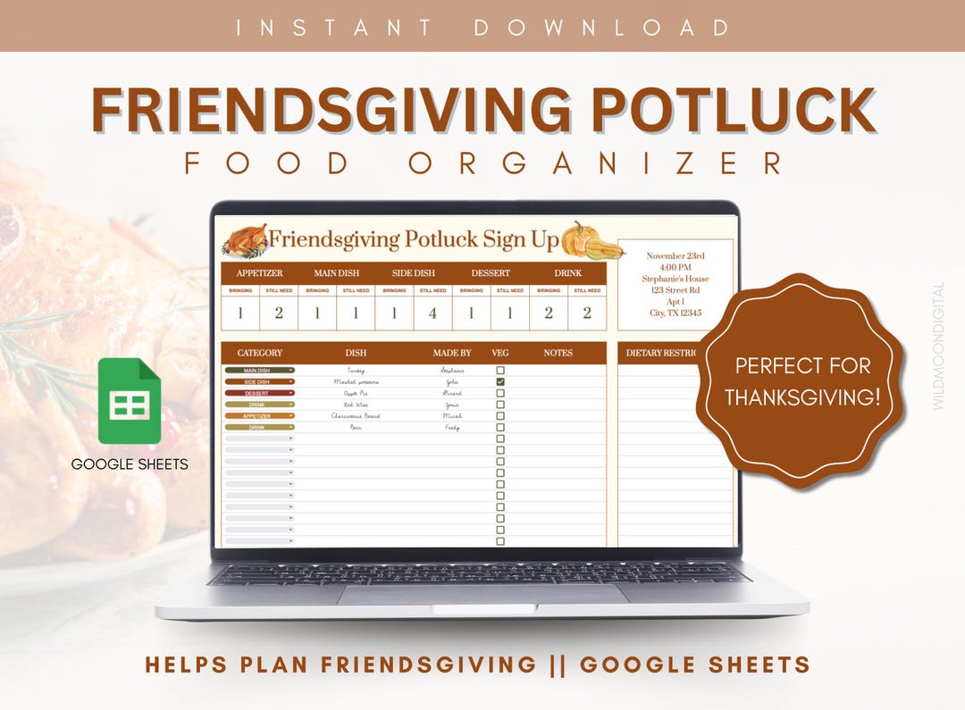 Friendsgiving Potluck Food Sign up || Event Hosting, Thanksgiving, Food ...