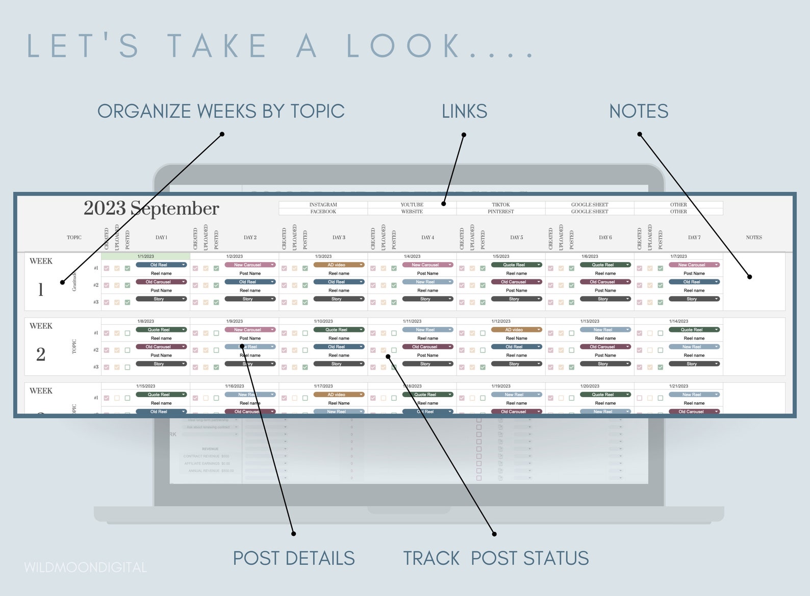 Social Media Content Calendar Planner Influencer Google - Etsy