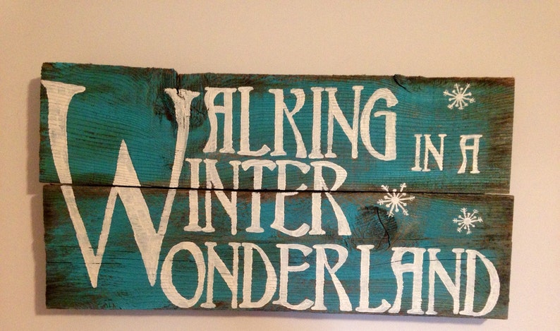Winter Rustic Holiday Wood Sign walking in Winter Wonderland - Etsy