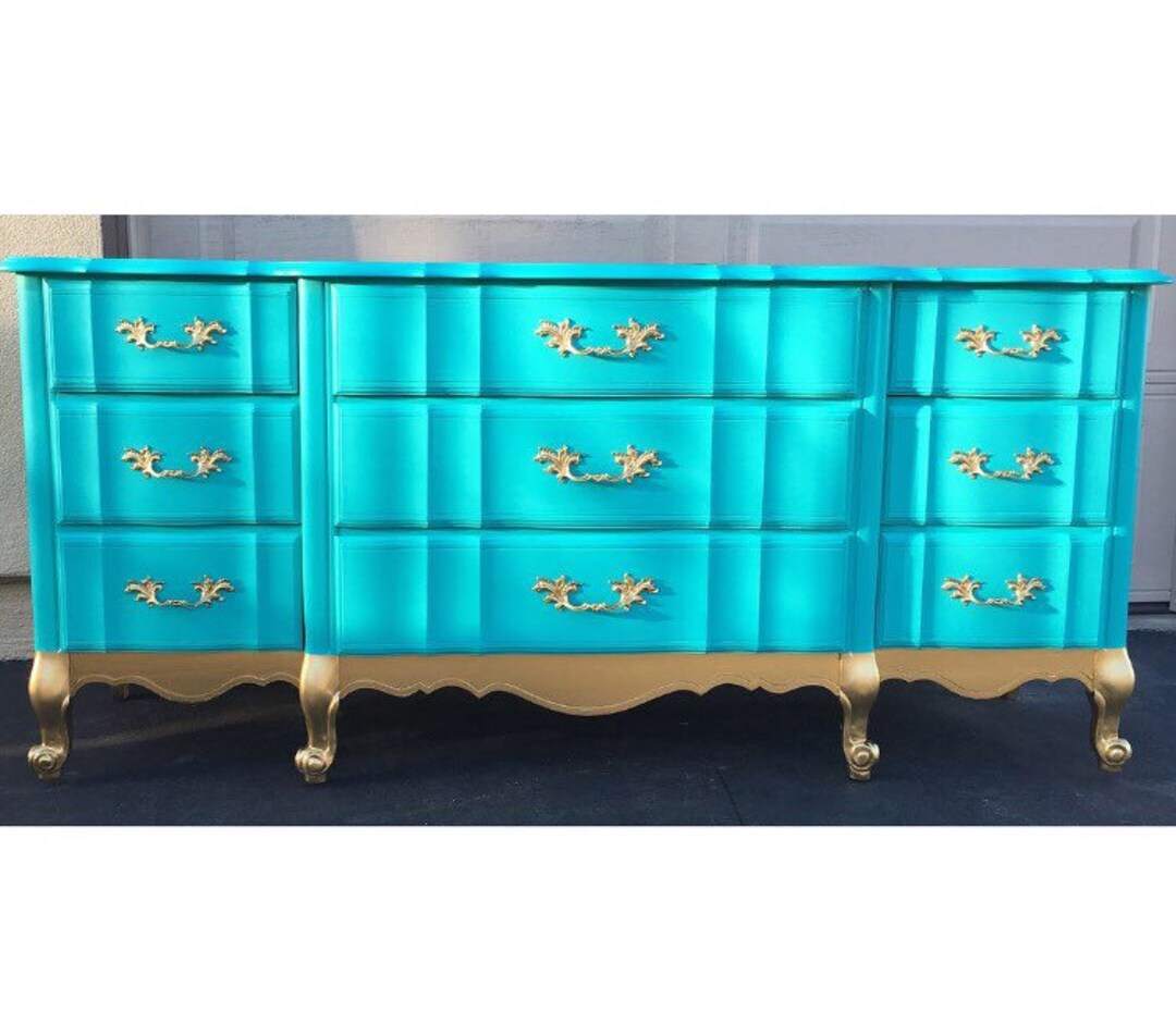 SAMPLE Do Not Purchase - Aqua French Provincial Dresser, Antique ...