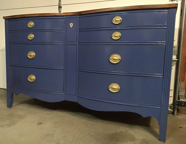 Custom Colors AVAILABLE Blue Dresser, Stained Natural Wood Top, Custom ...