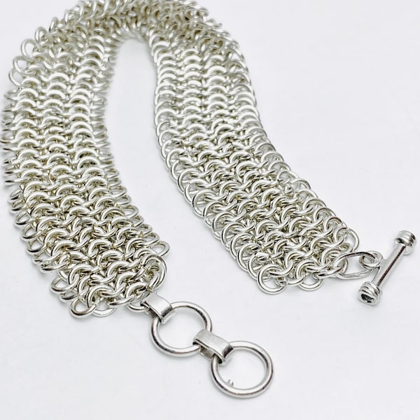 925 Sterling Silver Bracelet Chainmail - Etsy