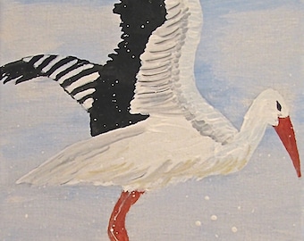 Acrylbild Storch Leinwand 20 x 20 x 15 cm Malerei | Etsy