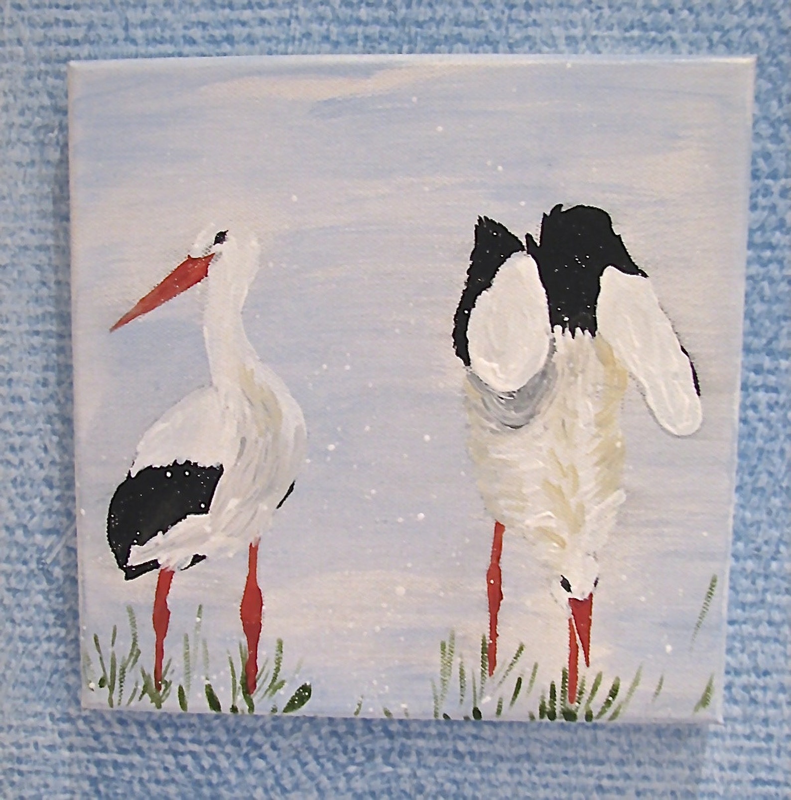 Acrylbild Storch 20 x 20 x 1,5 cm Serie Nr. 3,Ostsee,Leinwand groß ...