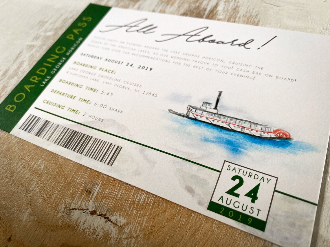 All Aboard Boat Ride Invitation. Custom Watercolor. Lake - Etsy