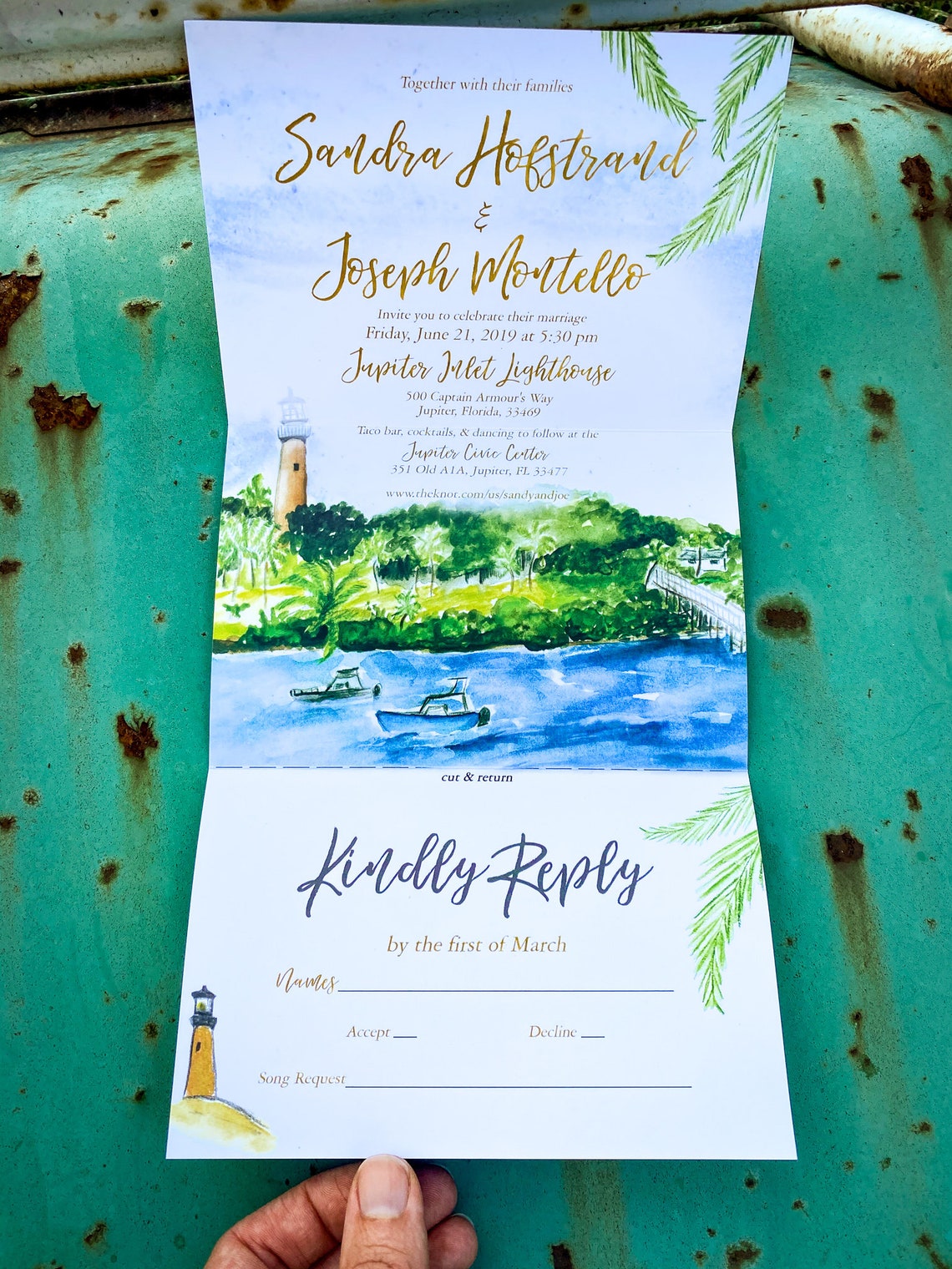 Trifold Wedding Invitation Mailer. All in One Wedding - Etsy