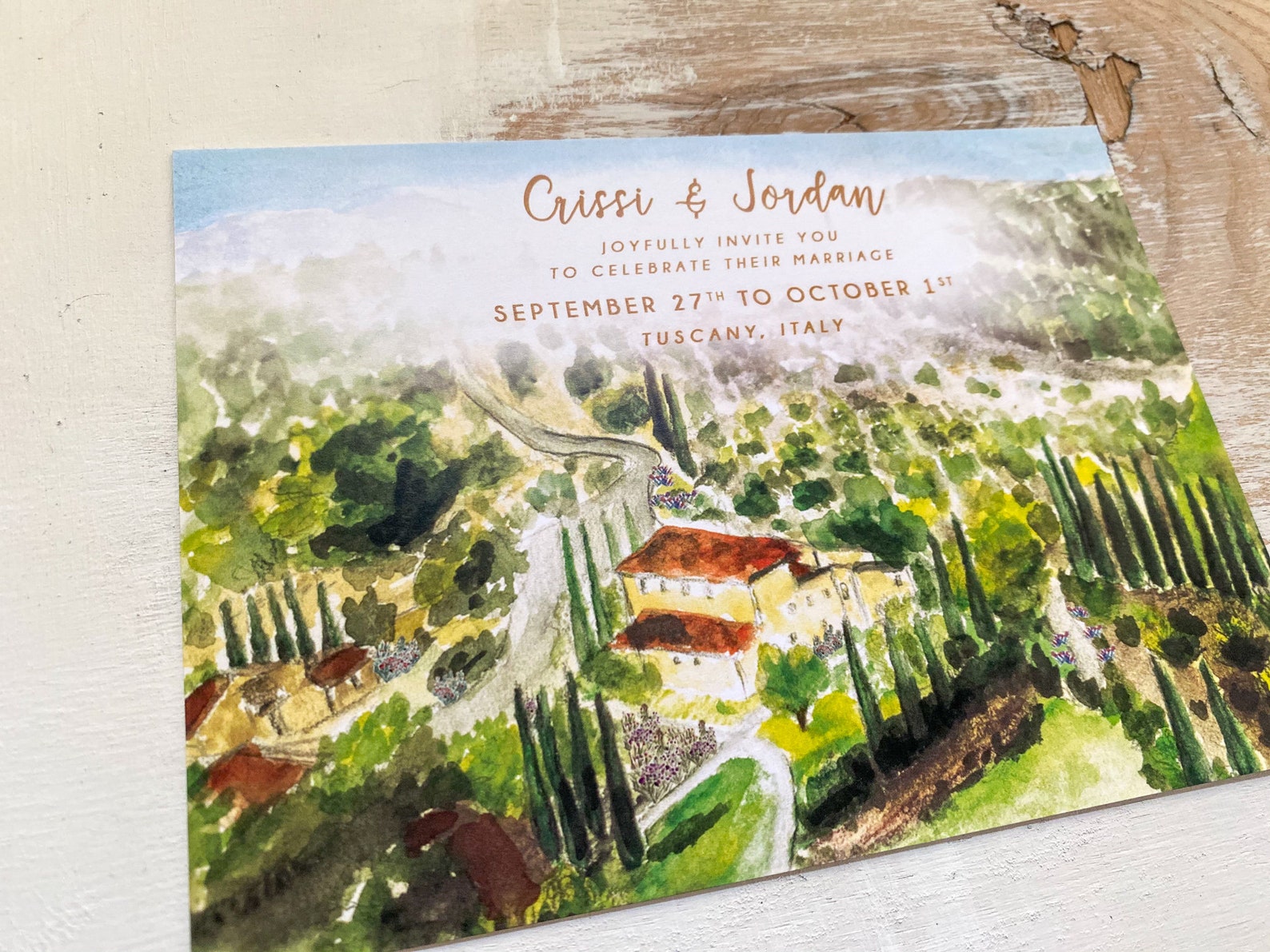 Welcome to Tuscany Wedding invitation set. Custom watercolor. | Etsy