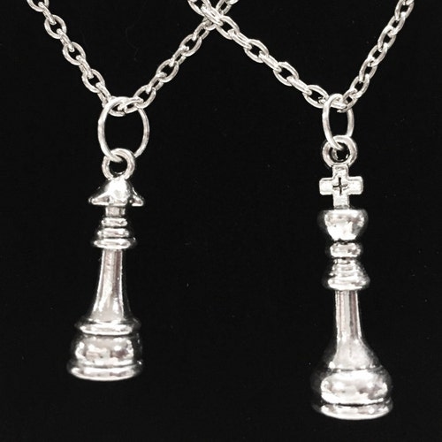 His and Her Gift 2 Necklaces Chess Pieces Queen and King - Etsy