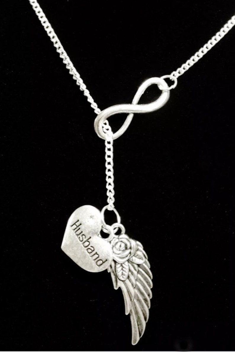 Memorial Necklace Husband Infinity Guardian Angel Wing Love - Etsy