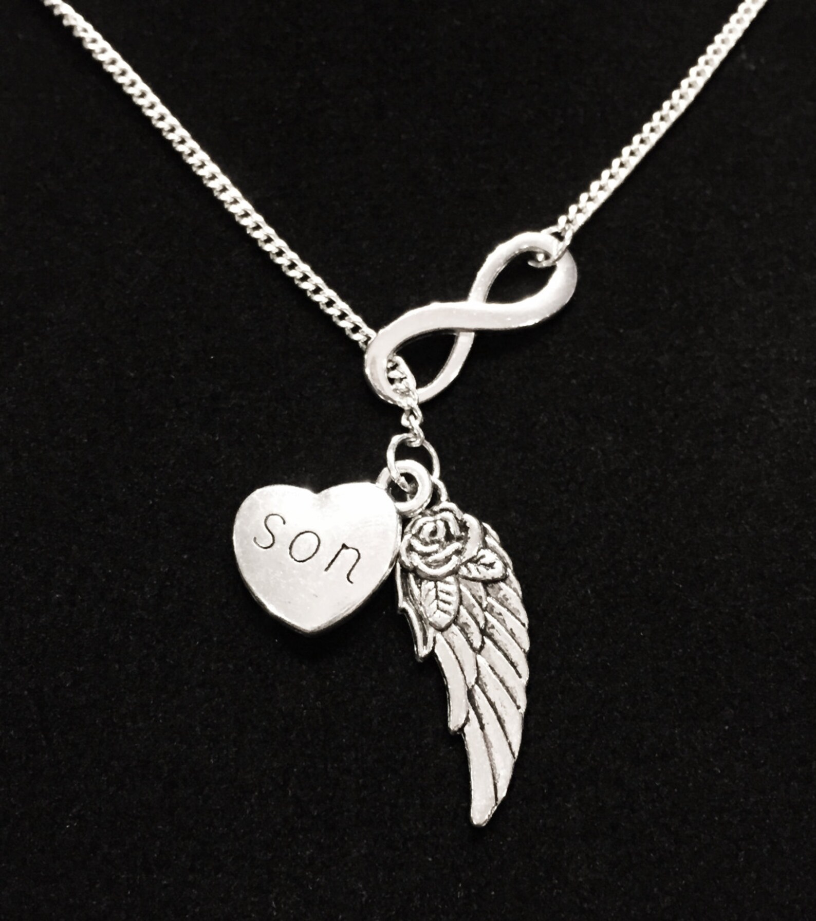Memorial Necklace Son, Son Angel Necklace, Infinity Guardian Angel Wing ...