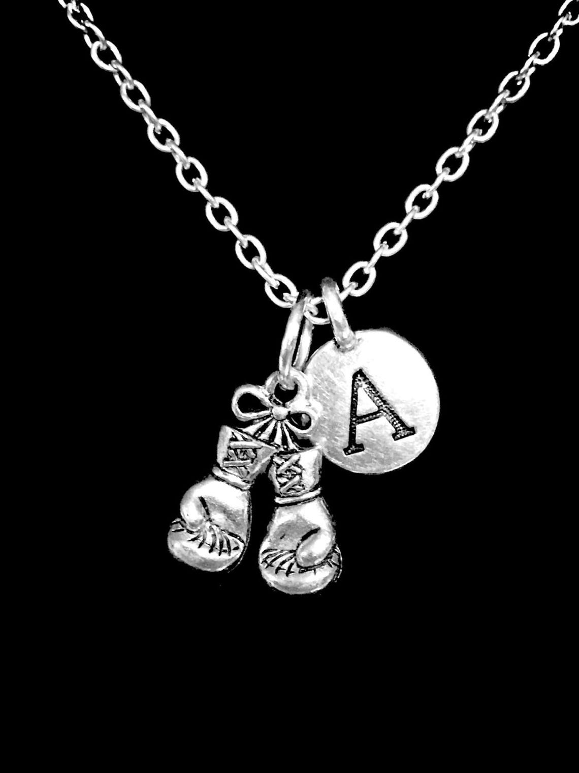 Boxing Gloves Necklace Boxing Jewelry Initial Necklace - Etsy